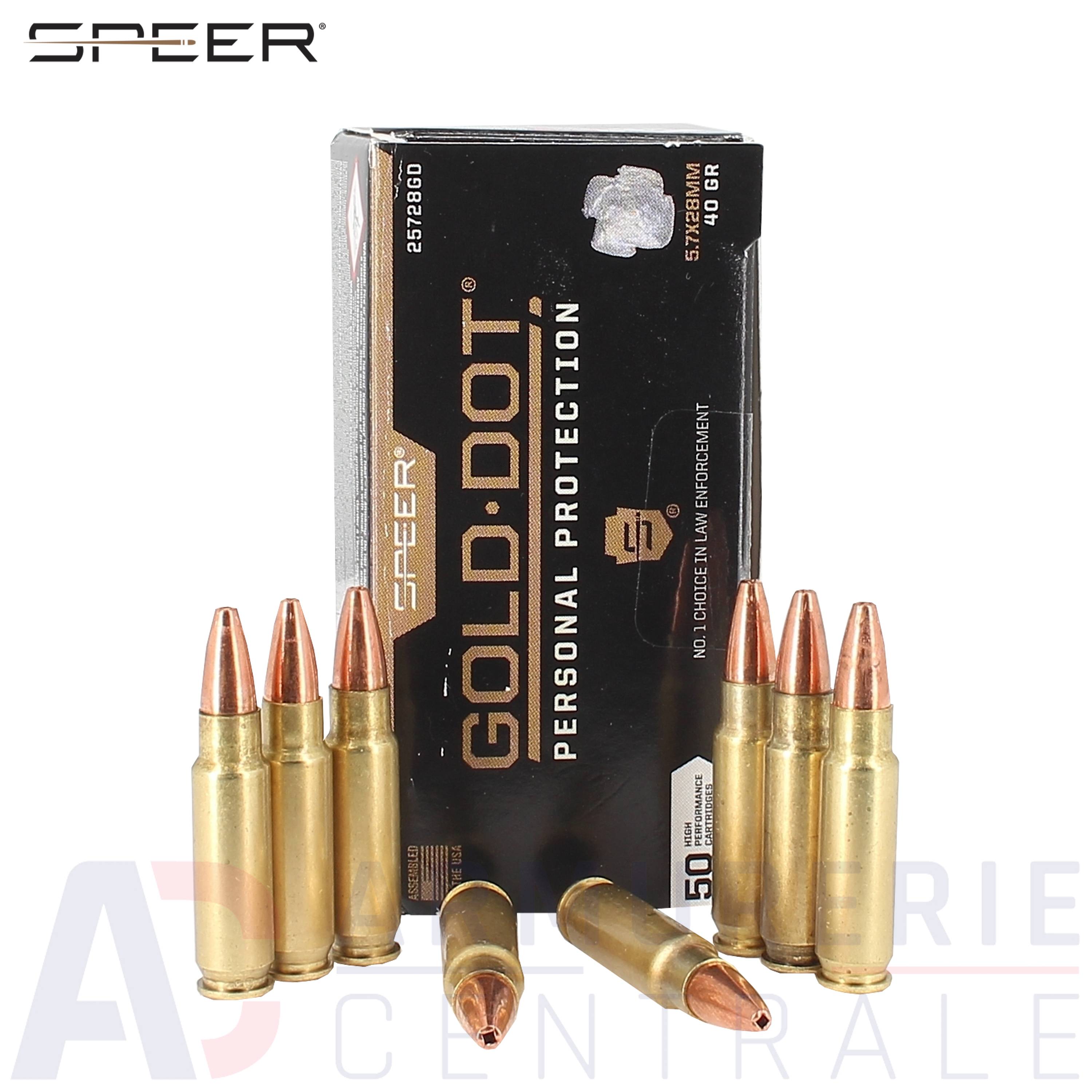 50 munitions Speer Gold Dot GDHP 44 grains - 5.7x28 mm - Armurerie Centrale