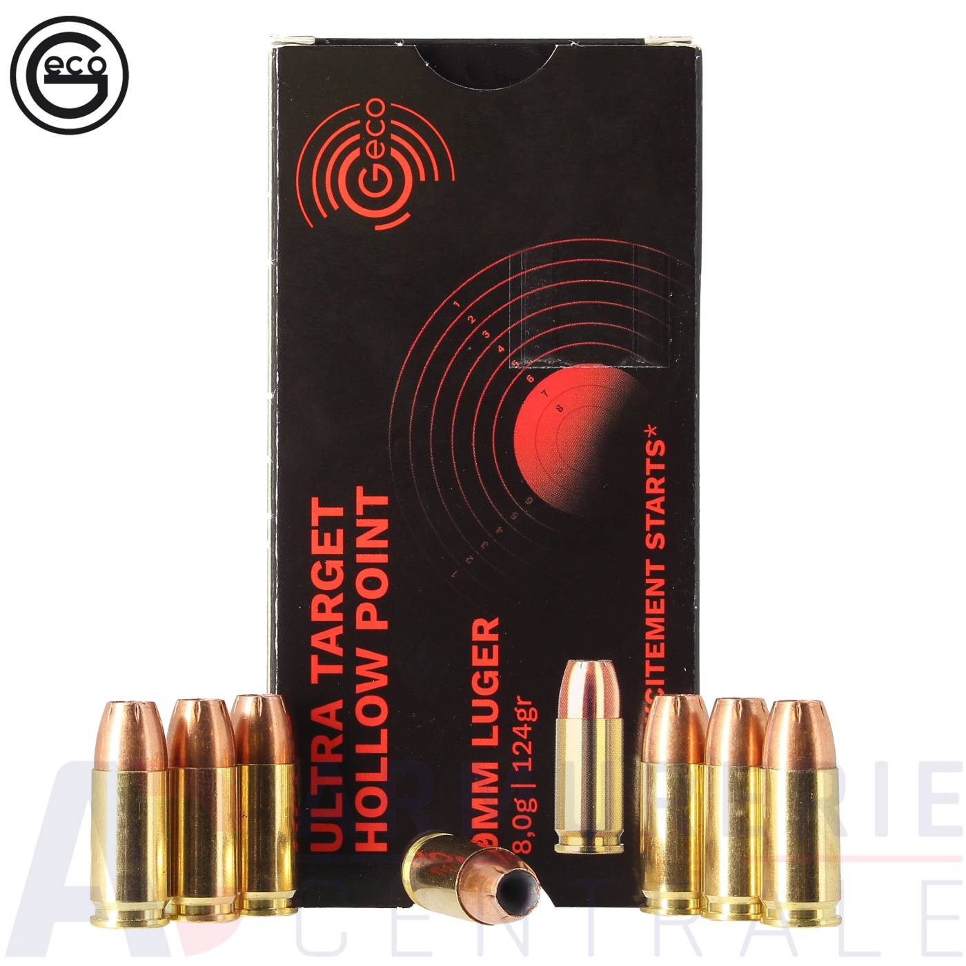50 munitions Geco Ultra Target Hollow Point 124 grains - 9x19 ...