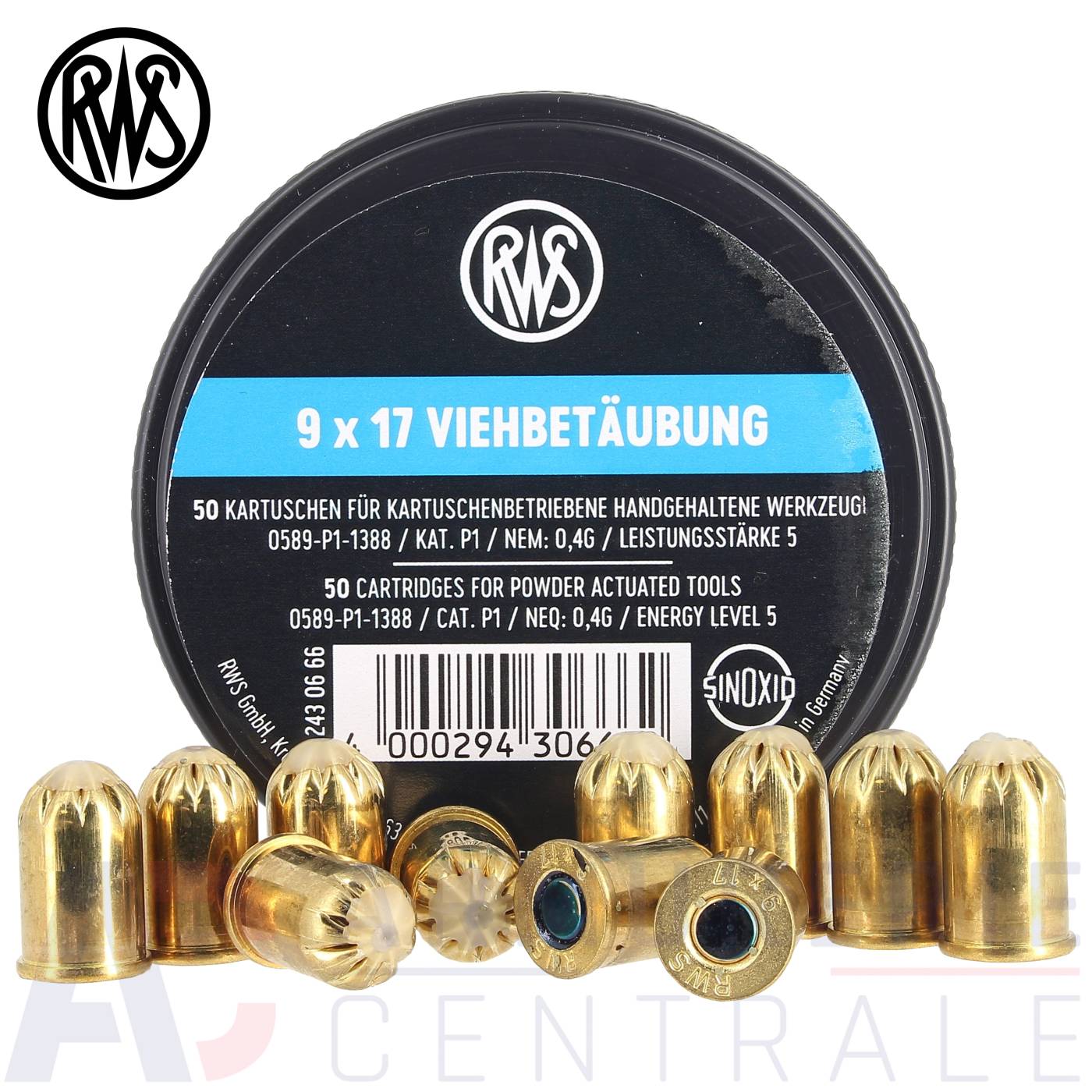 50 munitions d'abattage RWS Bleu - 9x17 mm - Armurerie Centrale
