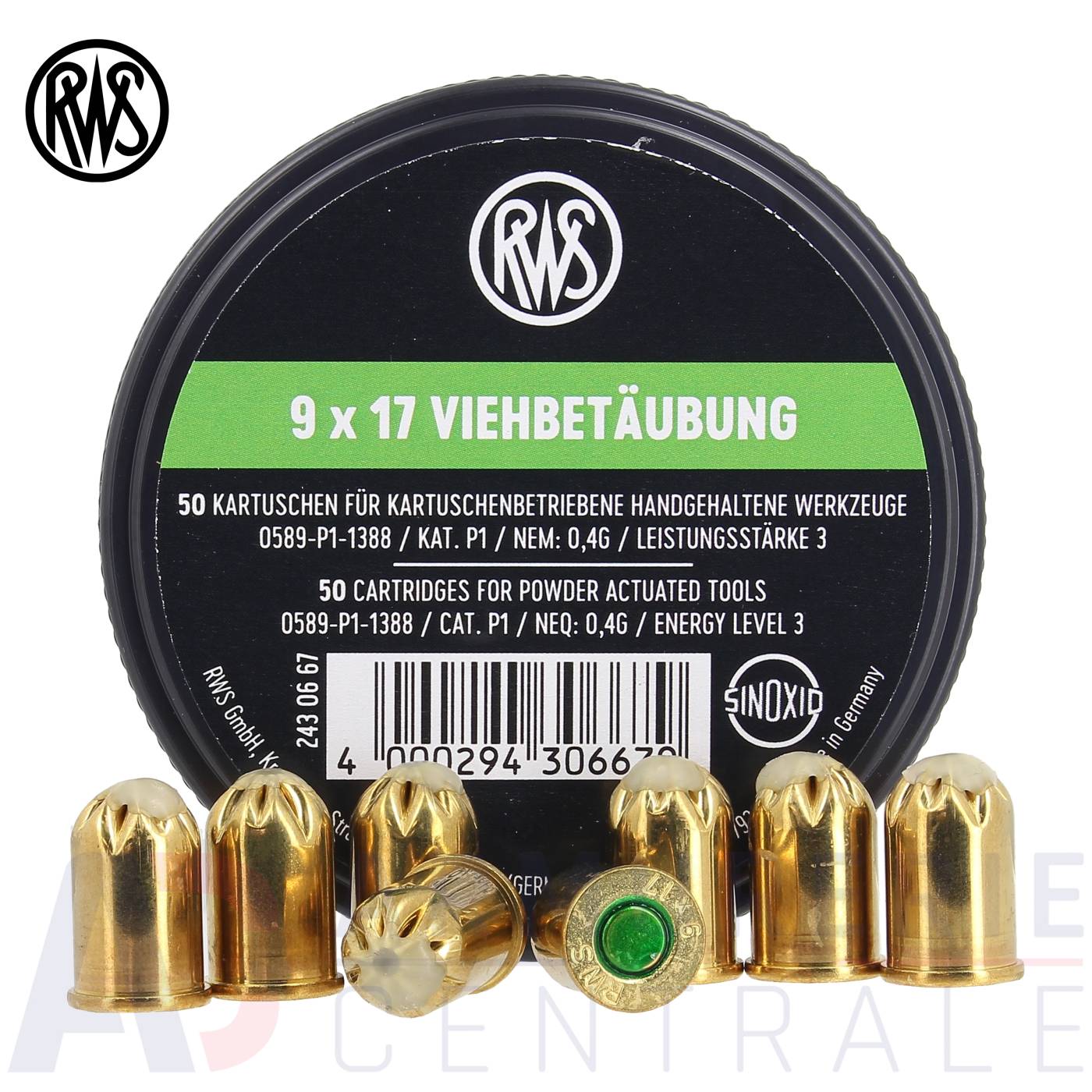 50 munitions d'abattage RWS Vert - 9x17 mm - Armurerie Centrale