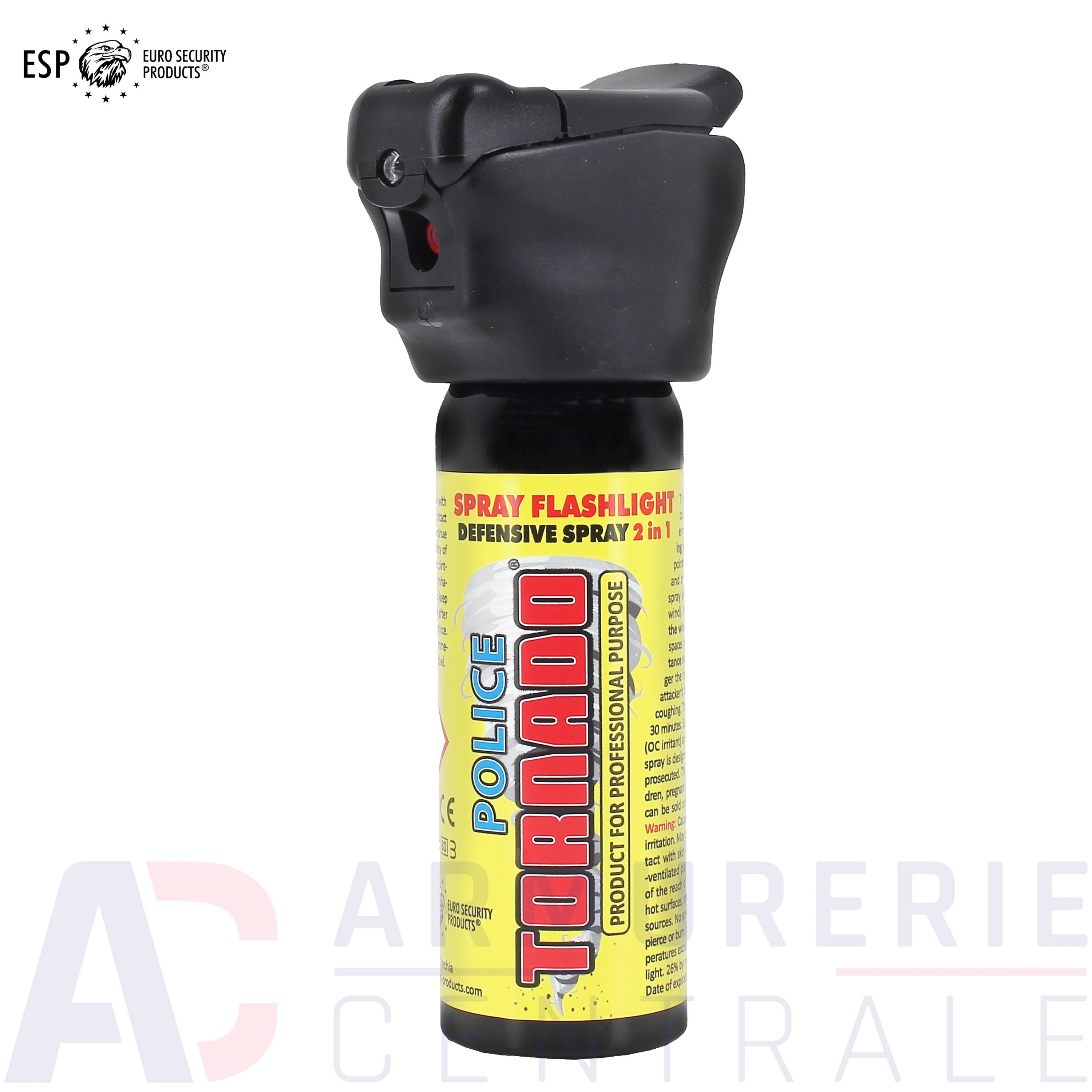 Aérosol Poivre Police Tornado Flashlight 63ml - Armurerie Centrale