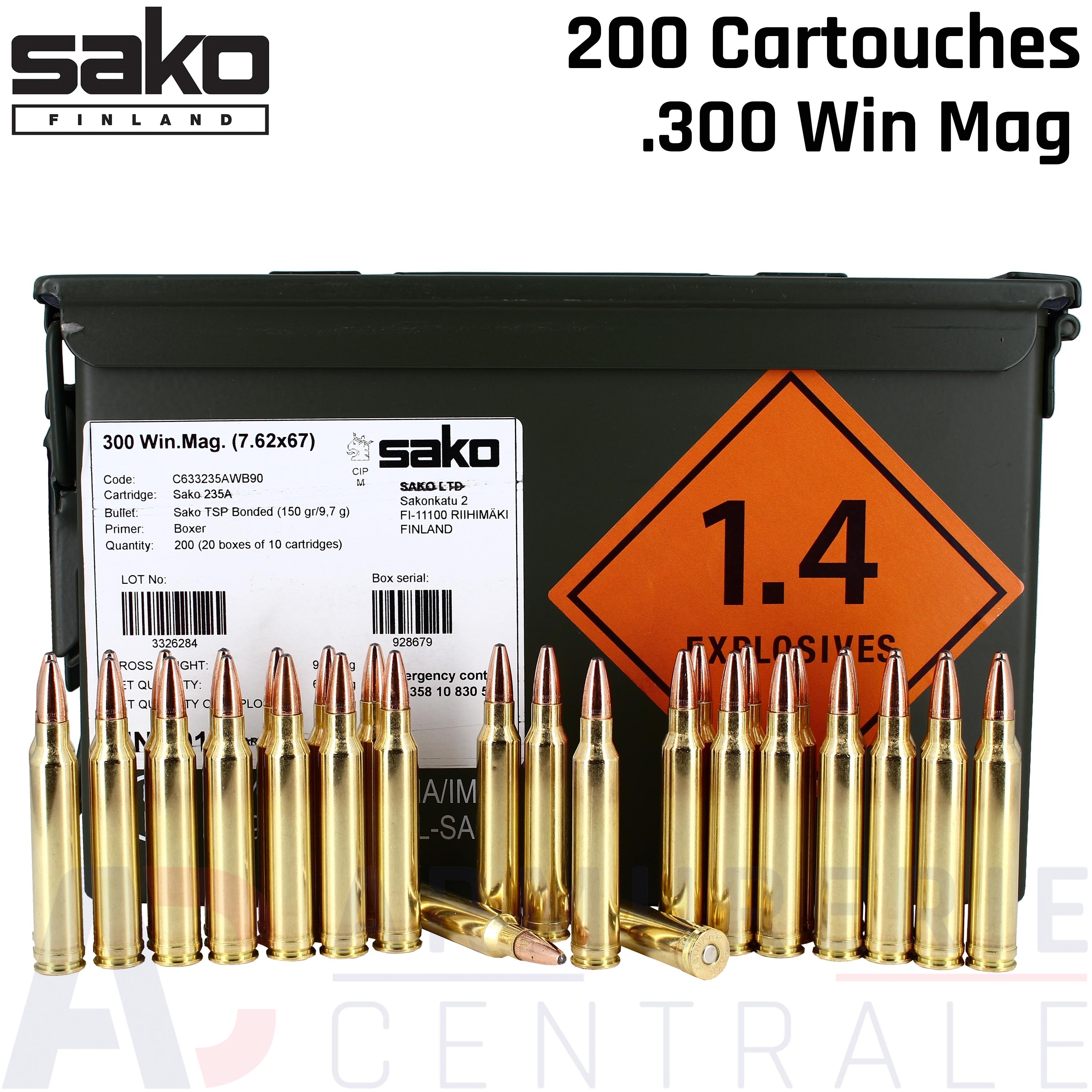 Cartouches Sako .300 Win Mag type militaire par 200 .150Gr - Armurerie ...
