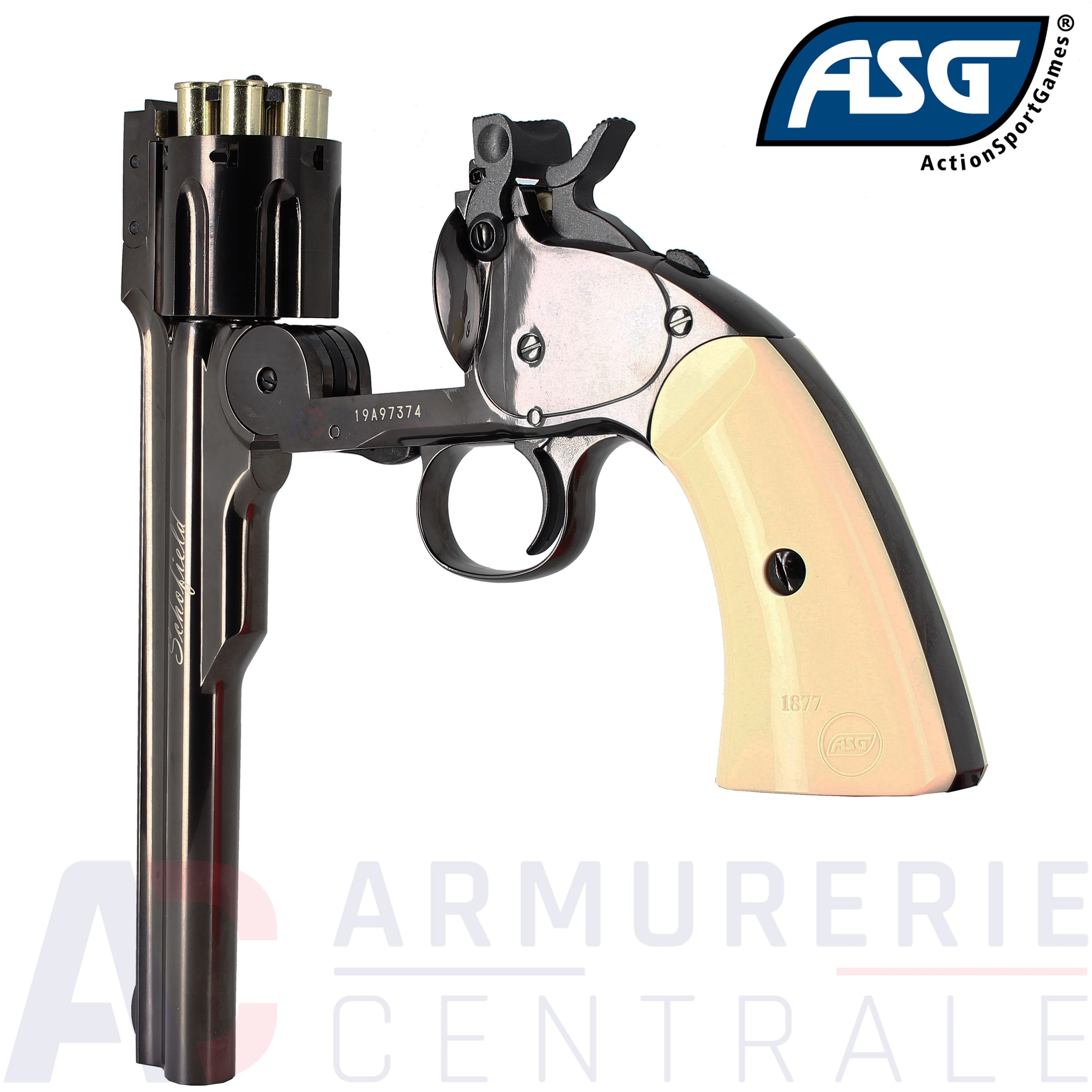 Revolver ASG Schofield 6’’ Co2 gris acier 4.5mm BB's (2.9 Joules ...